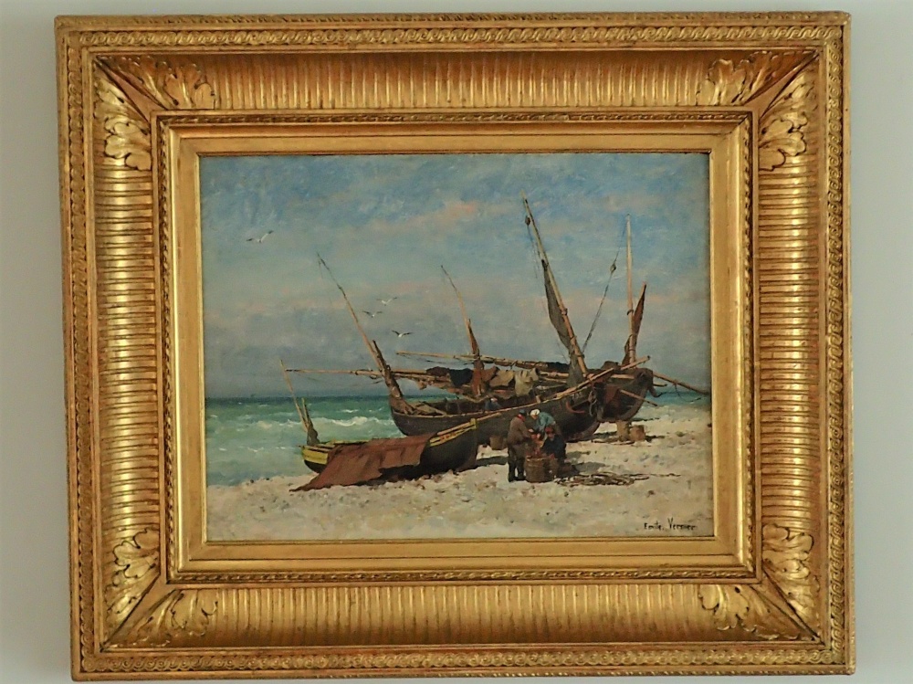 Oil Painting of The Return of the Fishermen by Emile Louis Vernier