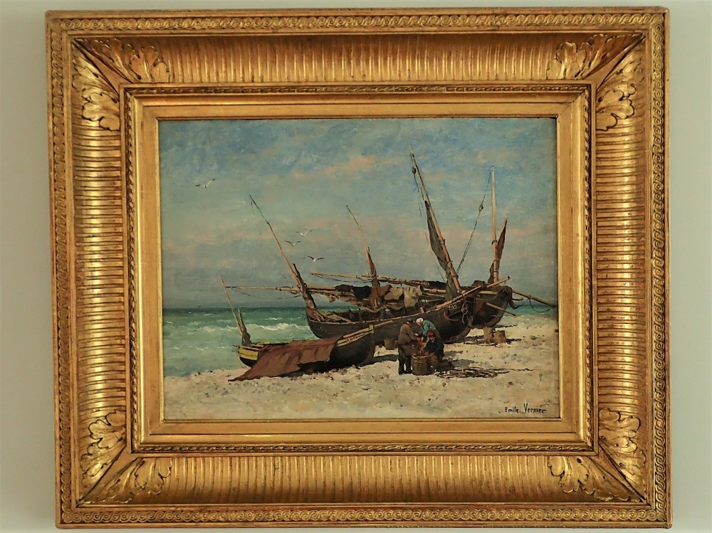 Oil Painting of The Return of the Fishermen by Emile Louis Vernier